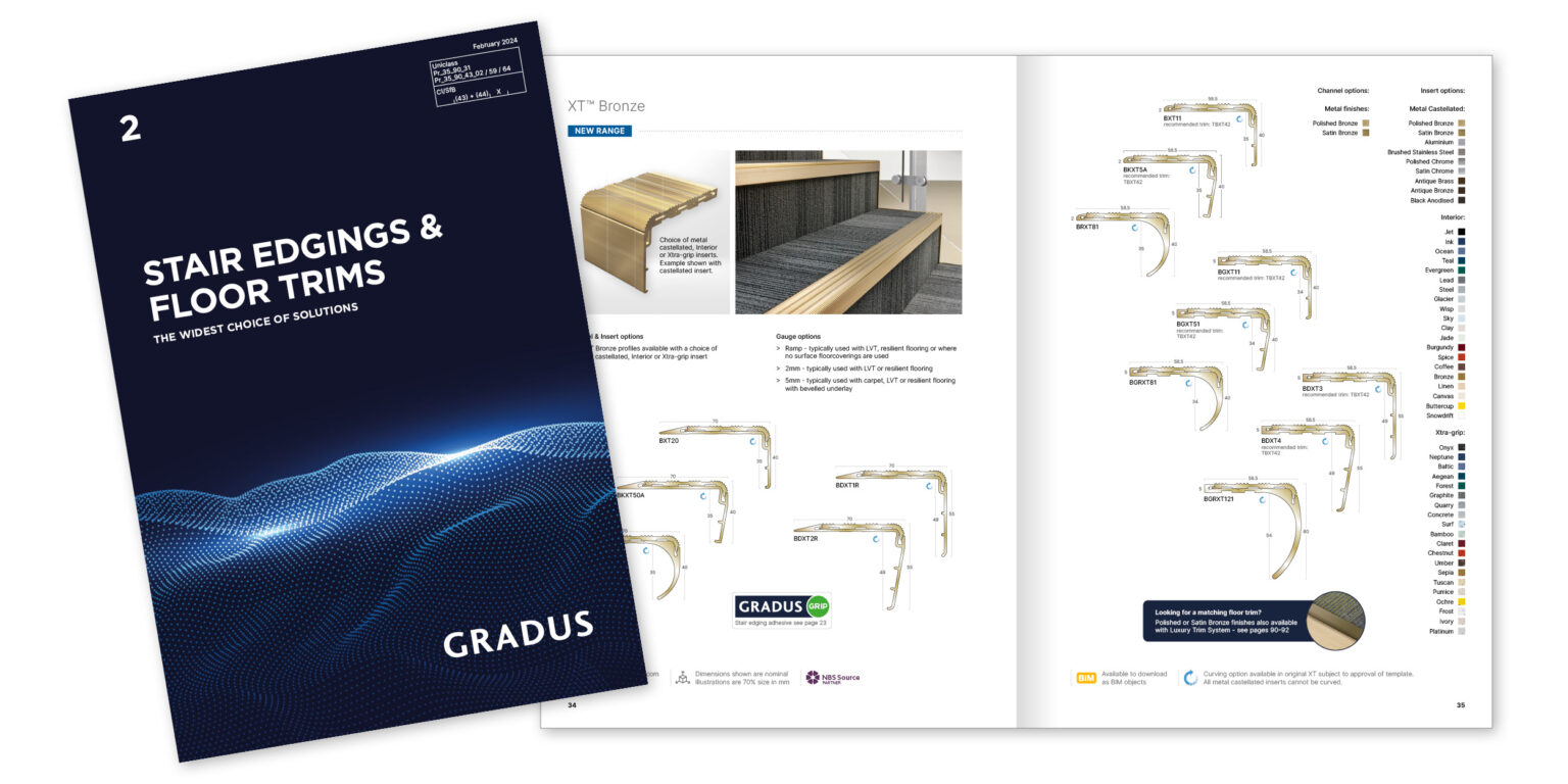 NEW STAIR EDGINGS & FLOOR TRIMS CATALOGUE FROM GRADUS • Floorinsite.com